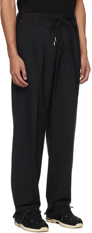 Sacai Drawstring Mid-rise Tapered Trousers - Black