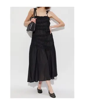 Tory Burch Spaghetti Strap Maxi Dress With Pleats And Ruffles