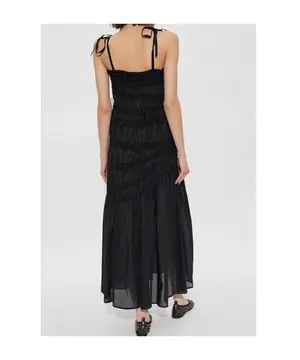 Tory Burch Spaghetti Strap Maxi Dress With Pleats And Ruffles