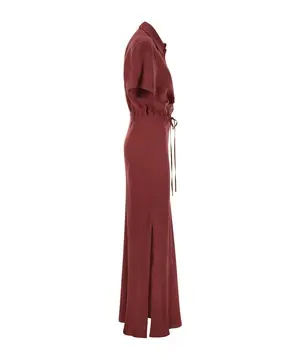 Brunello Cucinelli Drawstring Waist Maxi Dress - Red