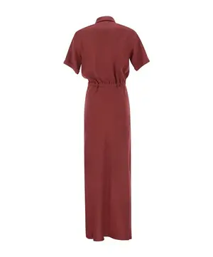 Brunello Cucinelli Drawstring Waist Maxi Dress - Red