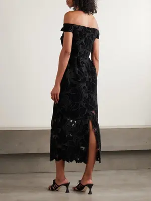Erdem Off-shoulder Floral Embroidered Midi Dress