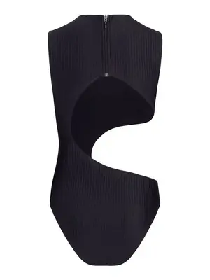 Alaïa Ribbed Cut-out Swimsuit With Zip Closure - Black