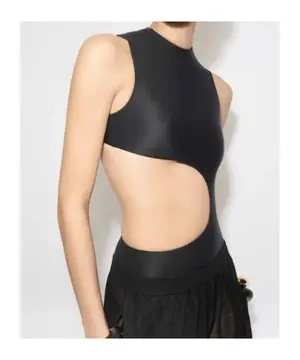 Alaïa Ribbed Cut-out Swimsuit With Zip Closure - Black