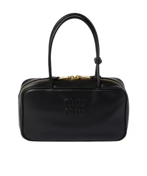 Miu Miu Beau Leather Top Handle Bag - Black
