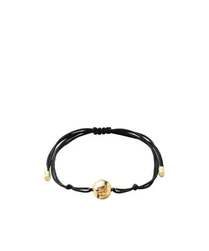 Fendi Cord And Gold-colored Metal Bracelet With Crystal Embellishments - Black And Gold