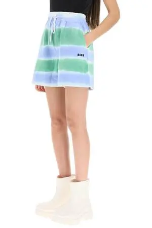 MSGM Striped Tie-dye Jersey Shorts