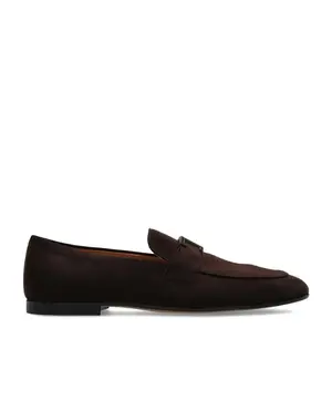 TOD'S Round Toe Loafers With T Logo Detail