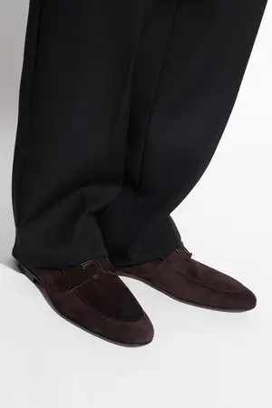 TOD'S Round Toe Loafers With T Logo Detail