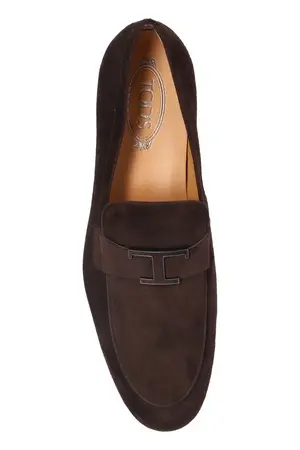 TOD'S Round Toe Loafers With T Logo Detail