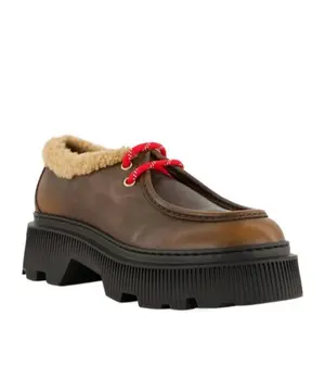Santoni Leather Derby Shoes With Textured Sole - Black