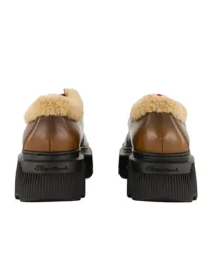 Santoni Leather Derby Shoes With Textured Sole - Black