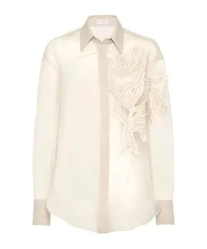 Brunello Cucinelli Floral Embellished Long-sleeve Shirt