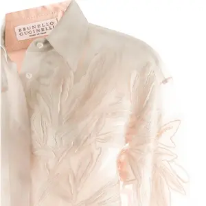 Brunello Cucinelli Floral Embellished Long-sleeve Shirt