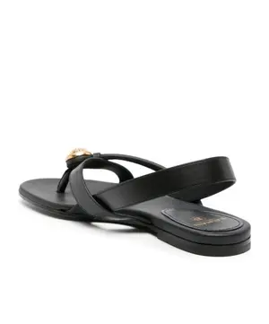 Balmain Embossed Button Thong Strapped Sandals