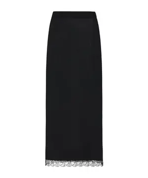 THE ROW Indira Midi Skirt With Lace Trim