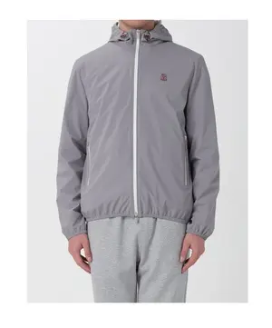 Brunello Cucinelli Logo Embroidered Zip-up Hooded Jacket - No