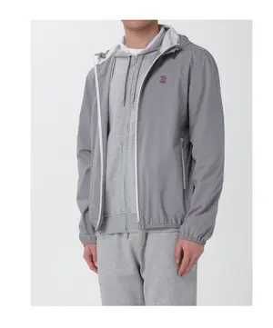 Brunello Cucinelli Logo Embroidered Zip-up Hooded Jacket - No
