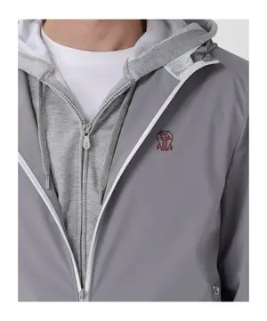 Brunello Cucinelli Logo Embroidered Zip-up Hooded Jacket - No