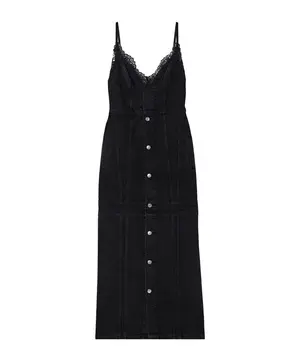 Stella McCartney Lace-trimmed Denim Midi Dress