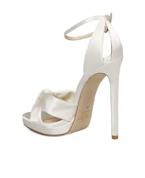 JIMMY CHOO Rosie 120 Satin Platform Sandals - White
