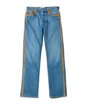 Miu Miu Straight-leg Denim Jeans With Leather Detailing
