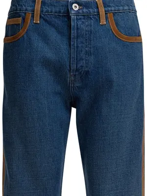 Miu Miu Straight-leg Denim Jeans With Leather Detailing
