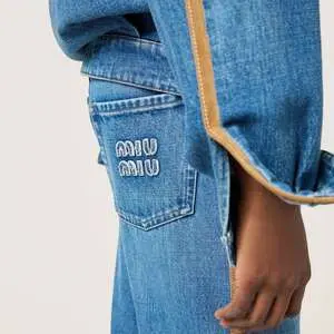 Miu Miu Straight-leg Denim Jeans With Leather Detailing