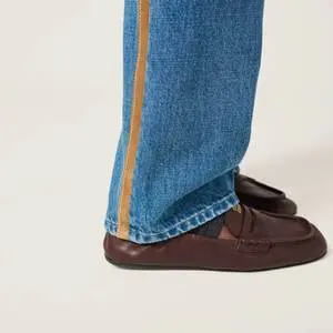 Miu Miu Straight-leg Denim Jeans With Leather Detailing