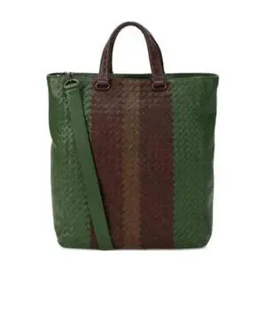 Bottega Veneta Woven Leather Handbag With Shoulder Strap - Green