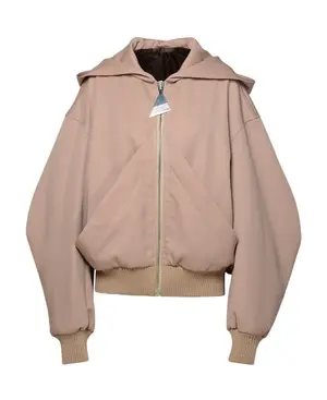 Attico Hooded Zip-up Bomber Jacket - Nude