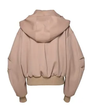 Attico Hooded Zip-up Bomber Jacket - Nude