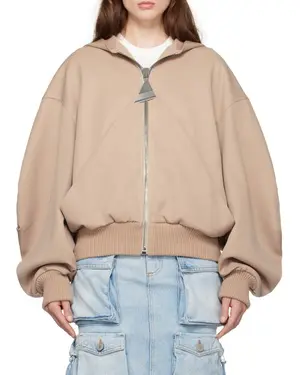 Attico Hooded Zip-up Bomber Jacket - Nude