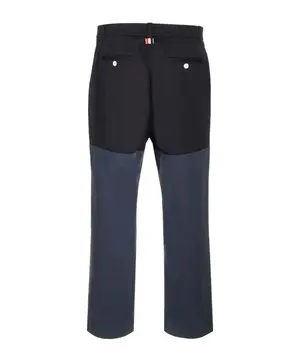 Thom Browne Panelled Straight Leg Trousers - Navy Blue