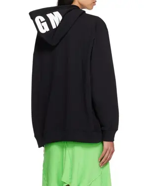 MSGM Logo Trimmed Hoodie - Black