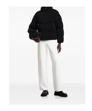 Emporio Armani Wide Leg Elastic Waist Trousers With Embroidered Logo - White
