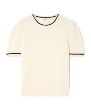 FRAME Pointelle-knit T-shirt With Puff Sleeves