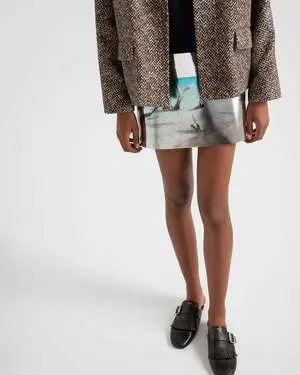 Prada High-shine A-line Mini Skirt