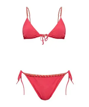 Balmain Chain-embellished Triangle Bikini - Red