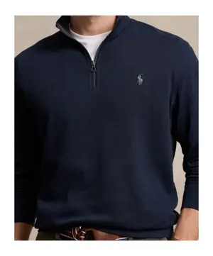 Polo Ralph Lauren Embroidered Logo Quarter-zip Pullover - Black