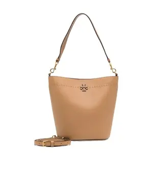 Tory Burch Mcgraw Double T Logo Plaque Bucket Bag