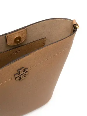 Tory Burch Mcgraw Double T Logo Plaque Bucket Bag