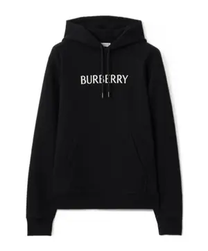 Burberry Burberry Logo Printed Drawstring Hoodie Black