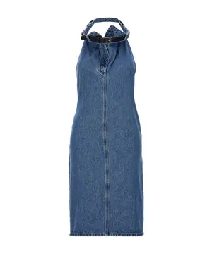 Coperni Belted Halterneck Denim Dress