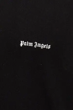 Palm Angels Logo Embroidered Hoodie - Black