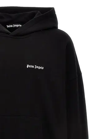 Palm Angels Logo Embroidered Hoodie - Black