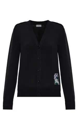 Burberry Logo Patch Knitted Cardigan - Black