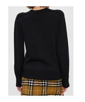 Burberry Logo Patch Knitted Cardigan - Black