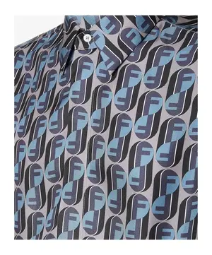 Fendi Blue Printed Silk Shirt - Multi-color