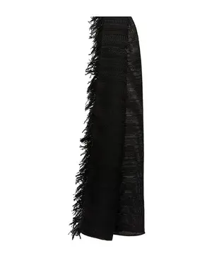 Max Mara Fringed Edge Scarf - Black